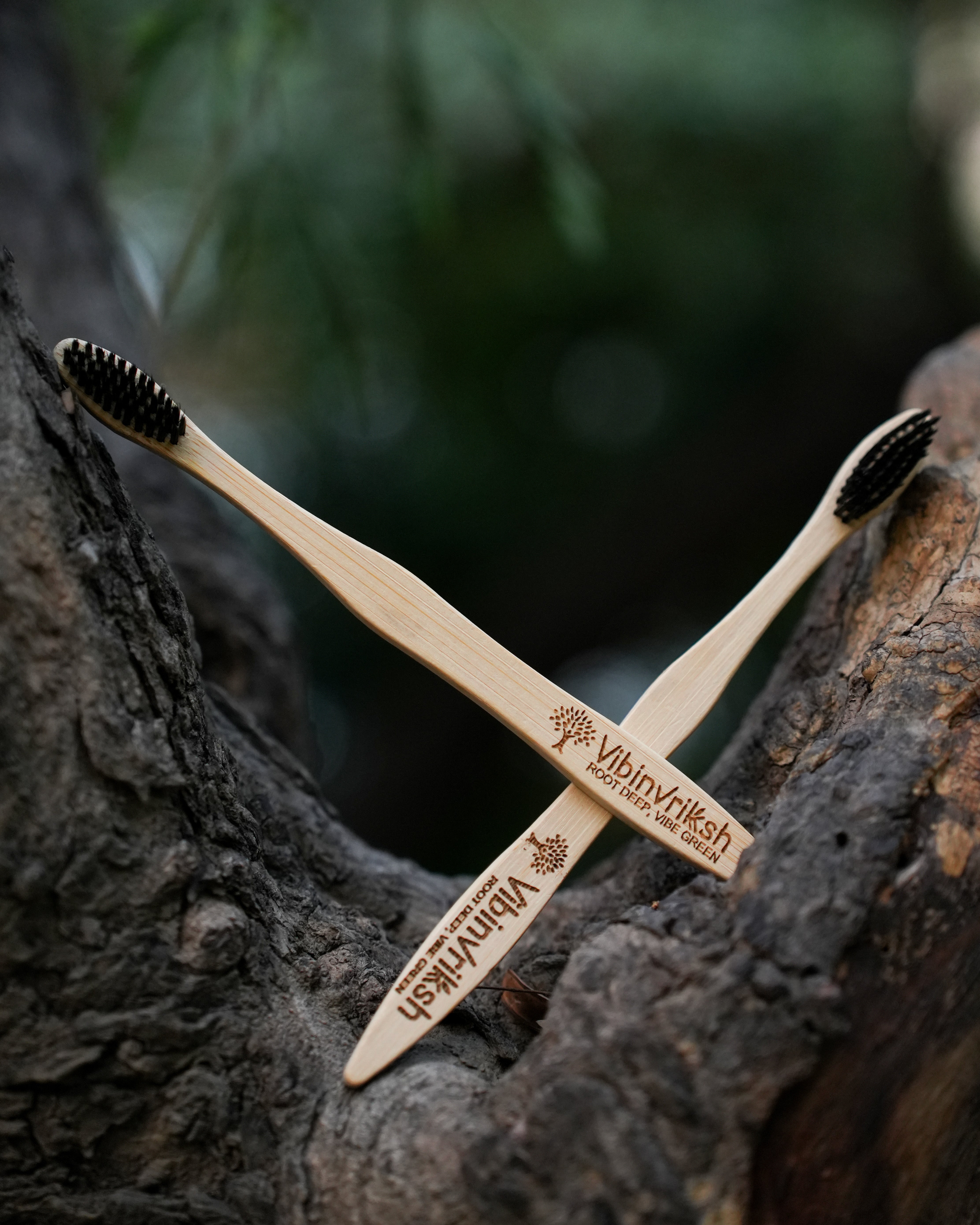 VibinVriksh Earth Brush – Bamboo Toothbrush with Charcoal-Infused Bris